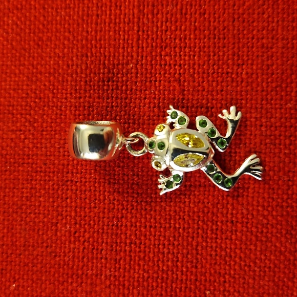 Jewelry | Sterling Silve Frog With Green And Yellow Crystals Charm ...